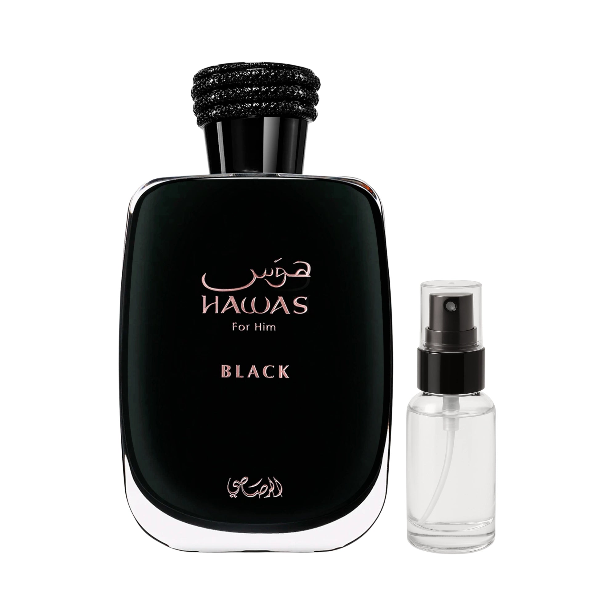 Muestra de Hawas Black Rasasi EDP 3ml | Amaderado y cítrico